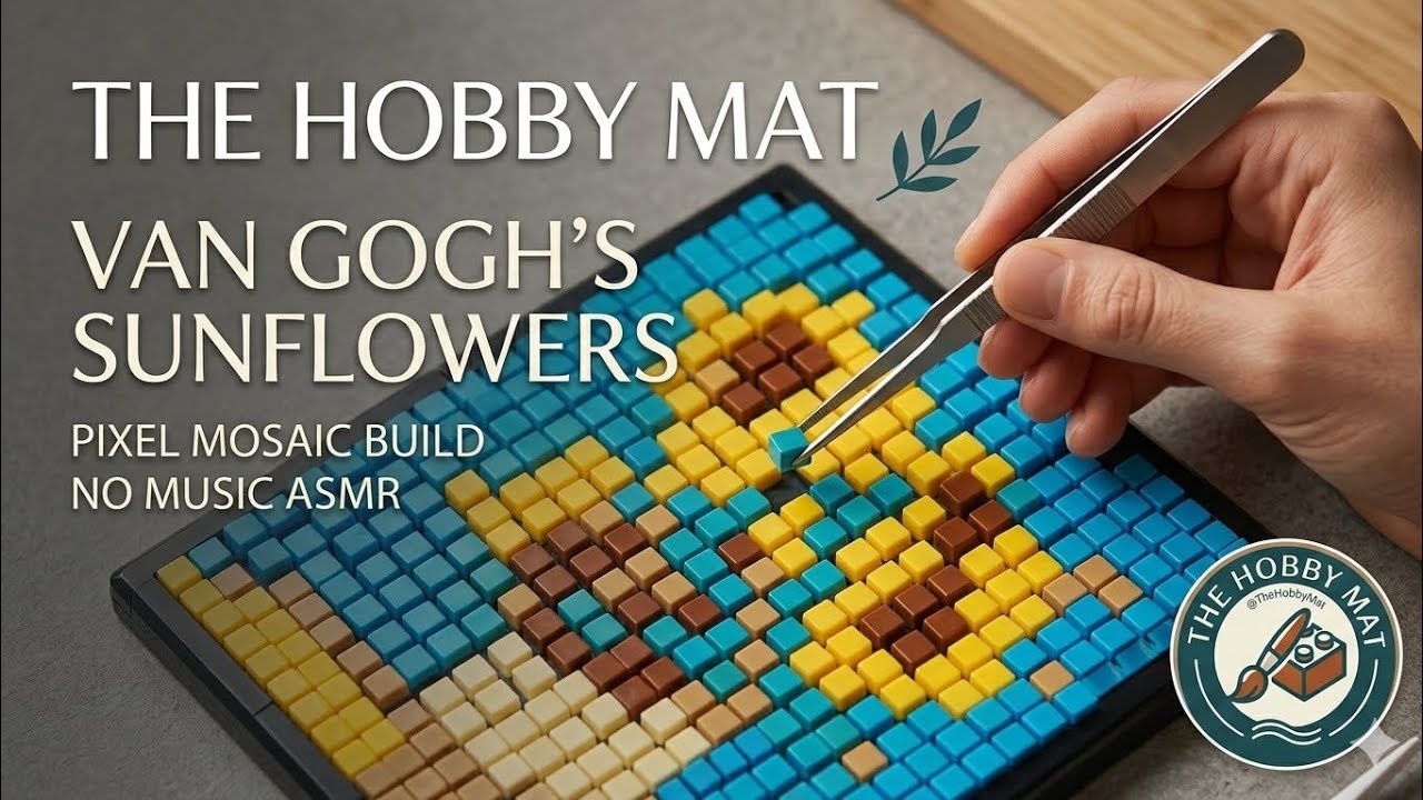 Satisfying Pixel Art: Van Gogh's Sunflowers Build 🌻✨️ (No Music, No Talking)