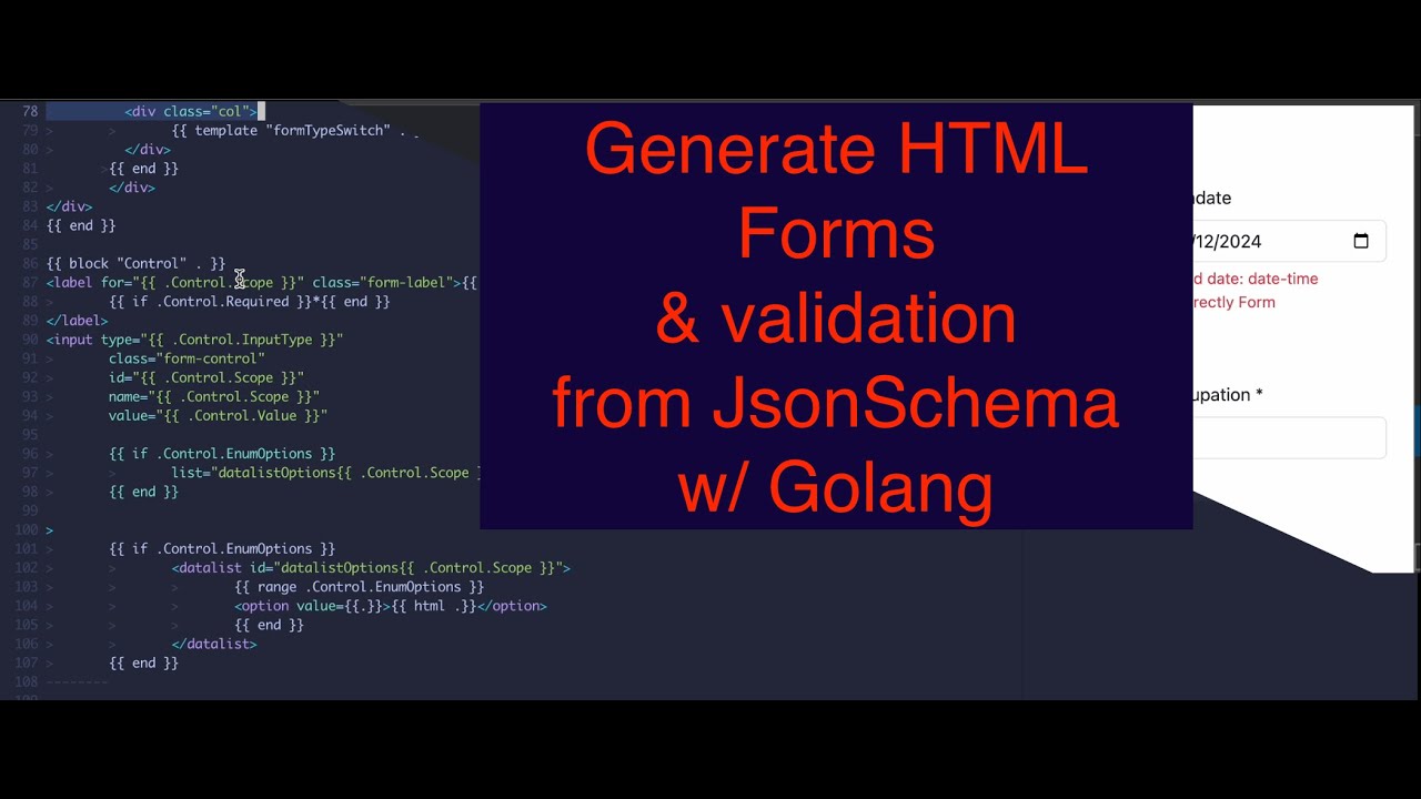 Generate HTML Forms w/ golang templates and Json Schema - demo