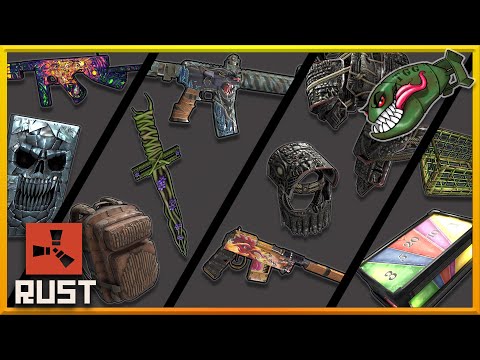 Rust Skins | Bamboo Cage, Black Alligator Roadsign, CocoKnight Backpack, All or Nothing Large Box