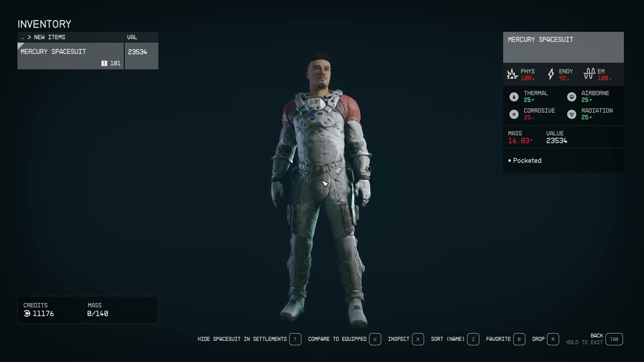 Starfield Mercury Spacesuit Console Command Code