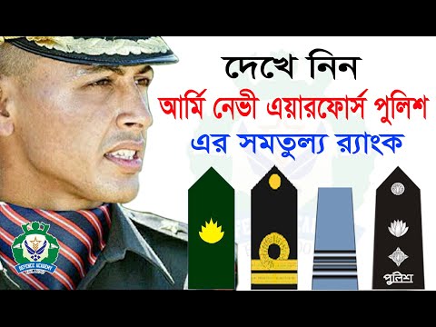 র্যাঙ্ক ব্যাজ দেখে চিনে নিন BD Army Navy Air force Police Equivalent Rank badge । BD Defence Ranks