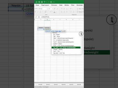 Convert Newton to Pound Force in Excel #excel #shorts