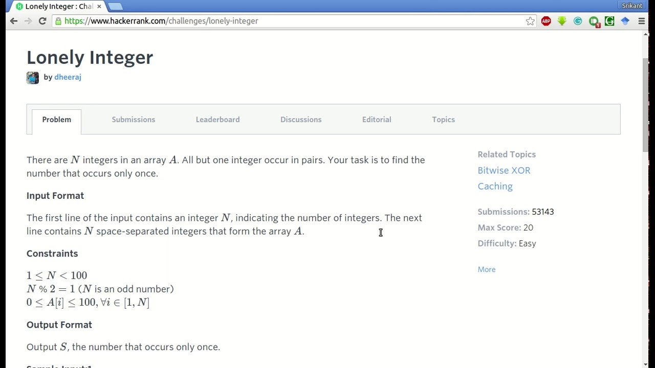 HackerRank | Lonely Integer Solution