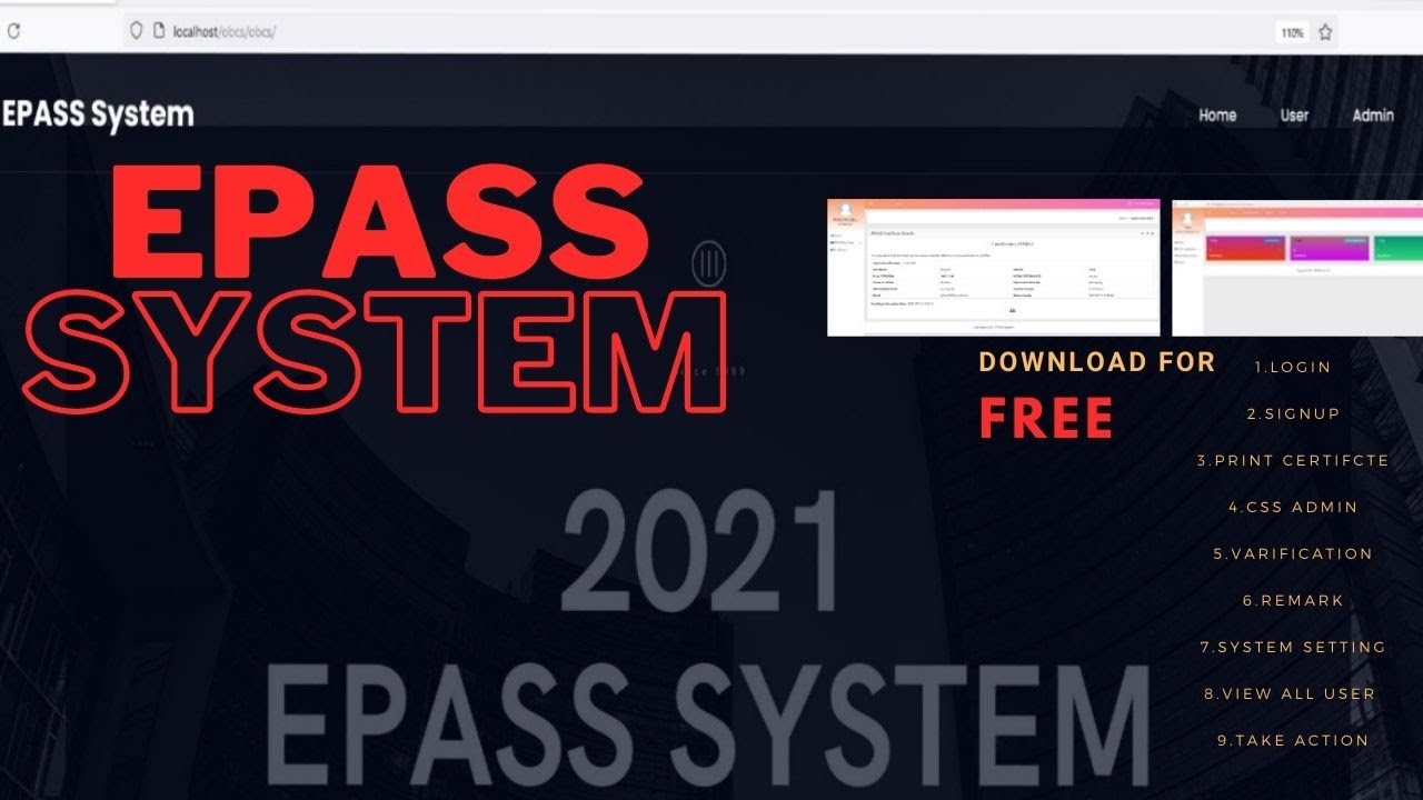 Epass Website with PHP and MySQL  Start Project and Create Database |Free download|sourcecode|