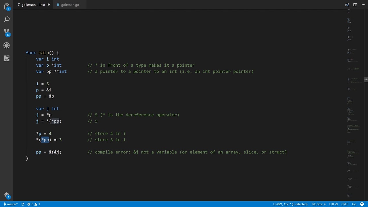 Go - lesson 6 - pointers