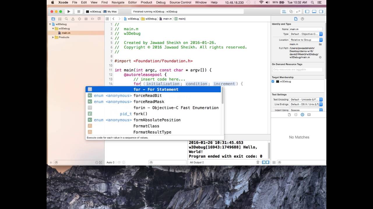 Learn iOS Objective-C  - Module3 - Debugging in XCode