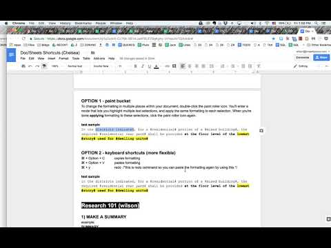 Formatting Text in a Google Doc- Paintbucket OR keyboard shortcuts