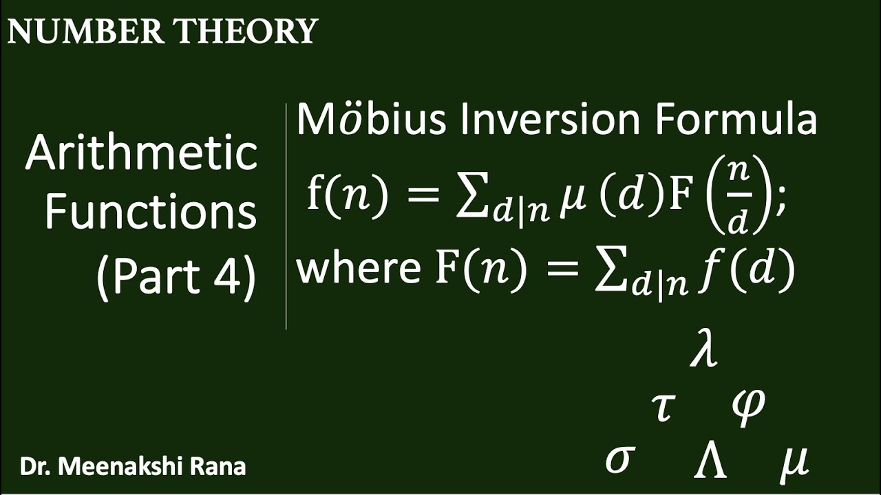 Arithmetic Functions |Part-4| Mobius Inversion Formula