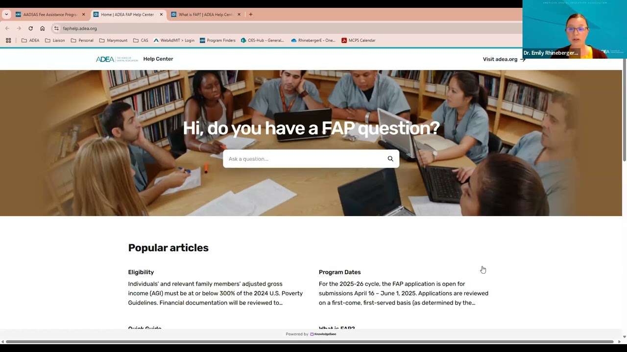 2025 ADEA AADSAS Fee Assistance Program (FAP) Informational Webinar
