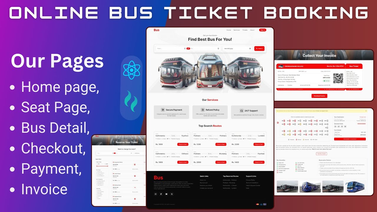 Online Bus Ticket Booking Website using Reactjs and Tailwind CSS