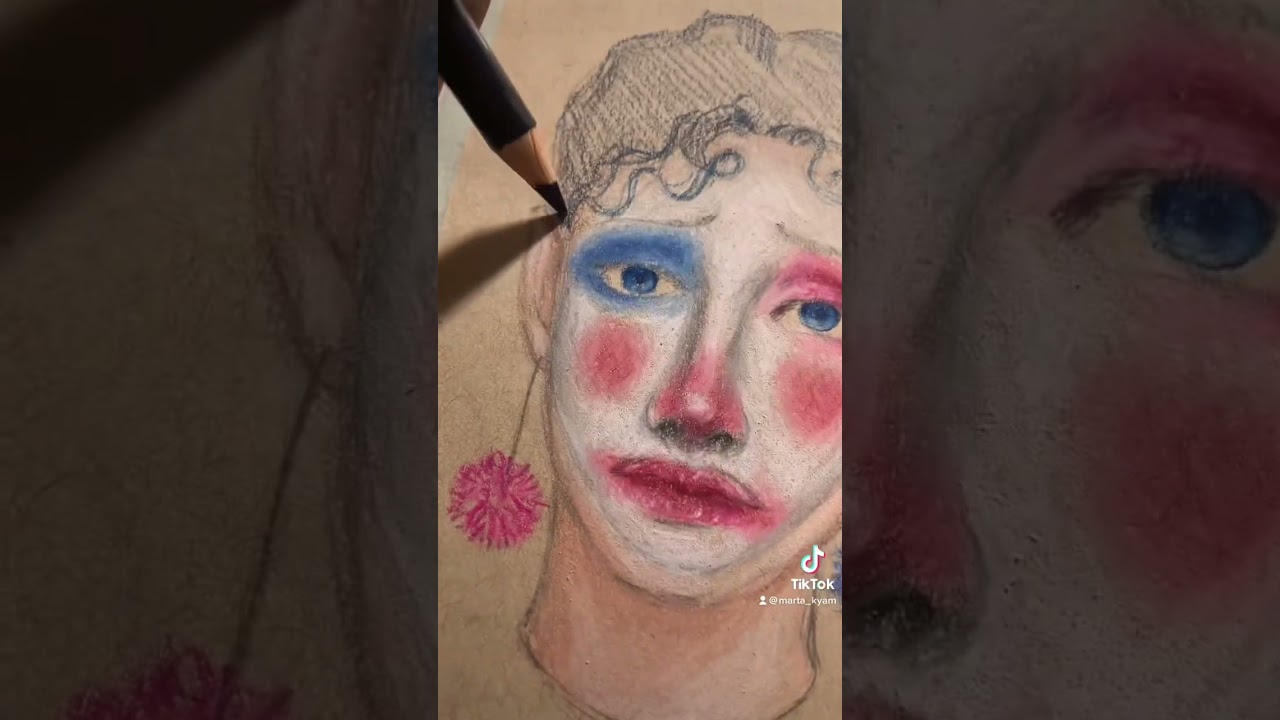 1920’s Sad Clown Art #artist #coloredpencildrawing