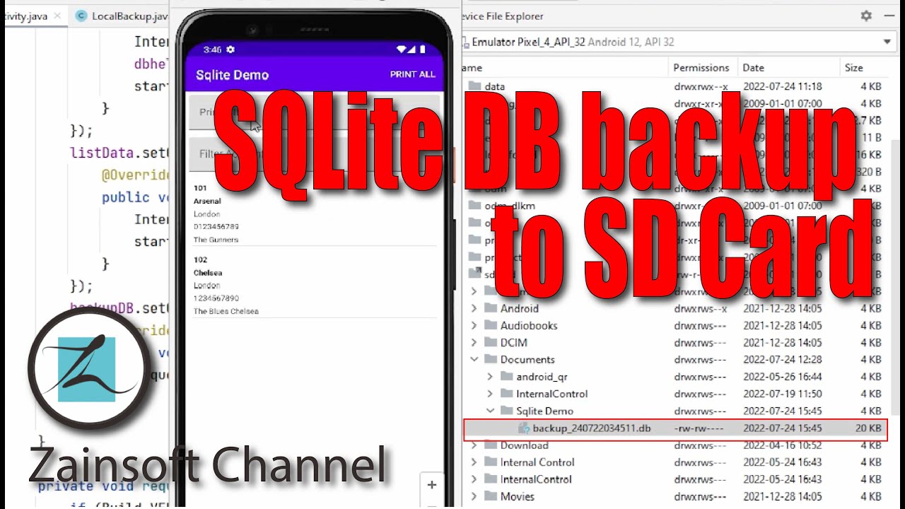 #5 SQLite DB Tutorials - Backup SQLite Database to SD Card