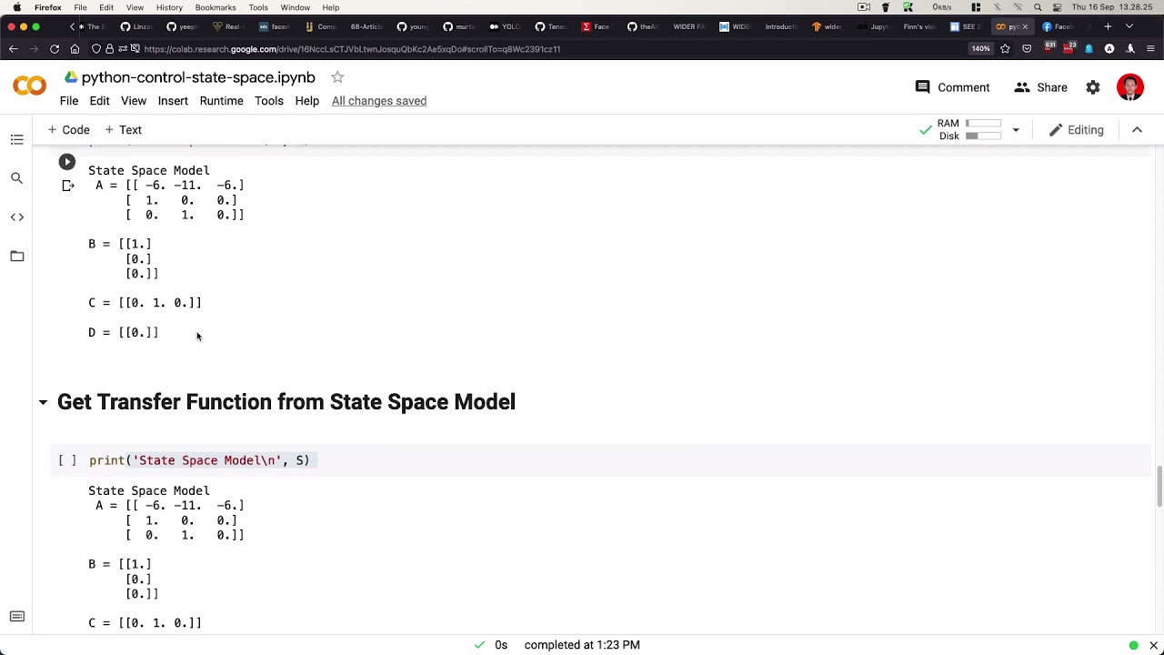 Get Transfer Function from State Space Model in Python with Control Module