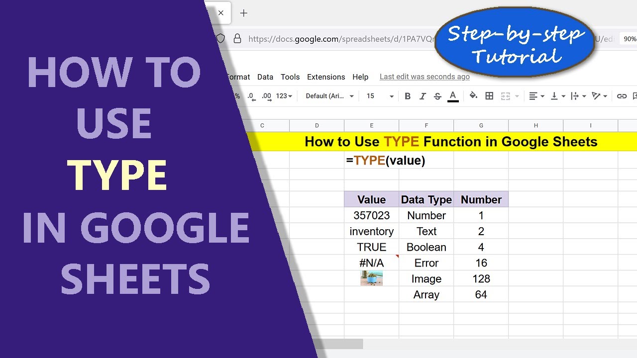 Google Sheets | TYPE Function | Get Type of Data | Spreadsheet Tutorial with Example