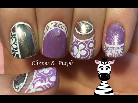 Elegant Purple and Chrome Nail Art Design Tutorial