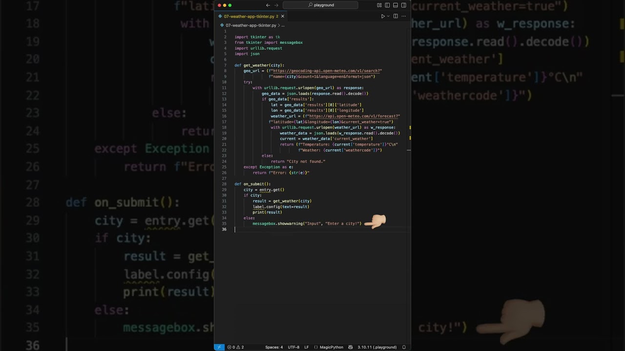 Simple Weather App in Python #python #coding #programming