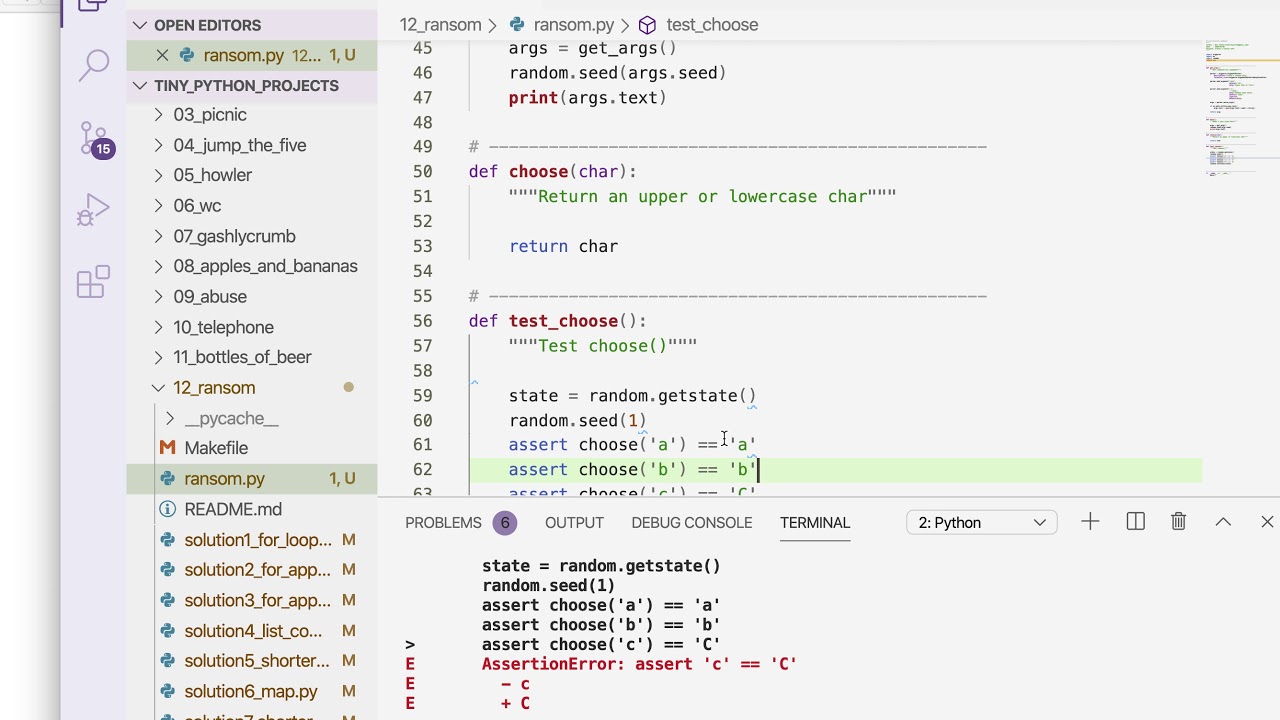 Tiny Python Projects: Ch 12 Pt 3 (Writing the program)