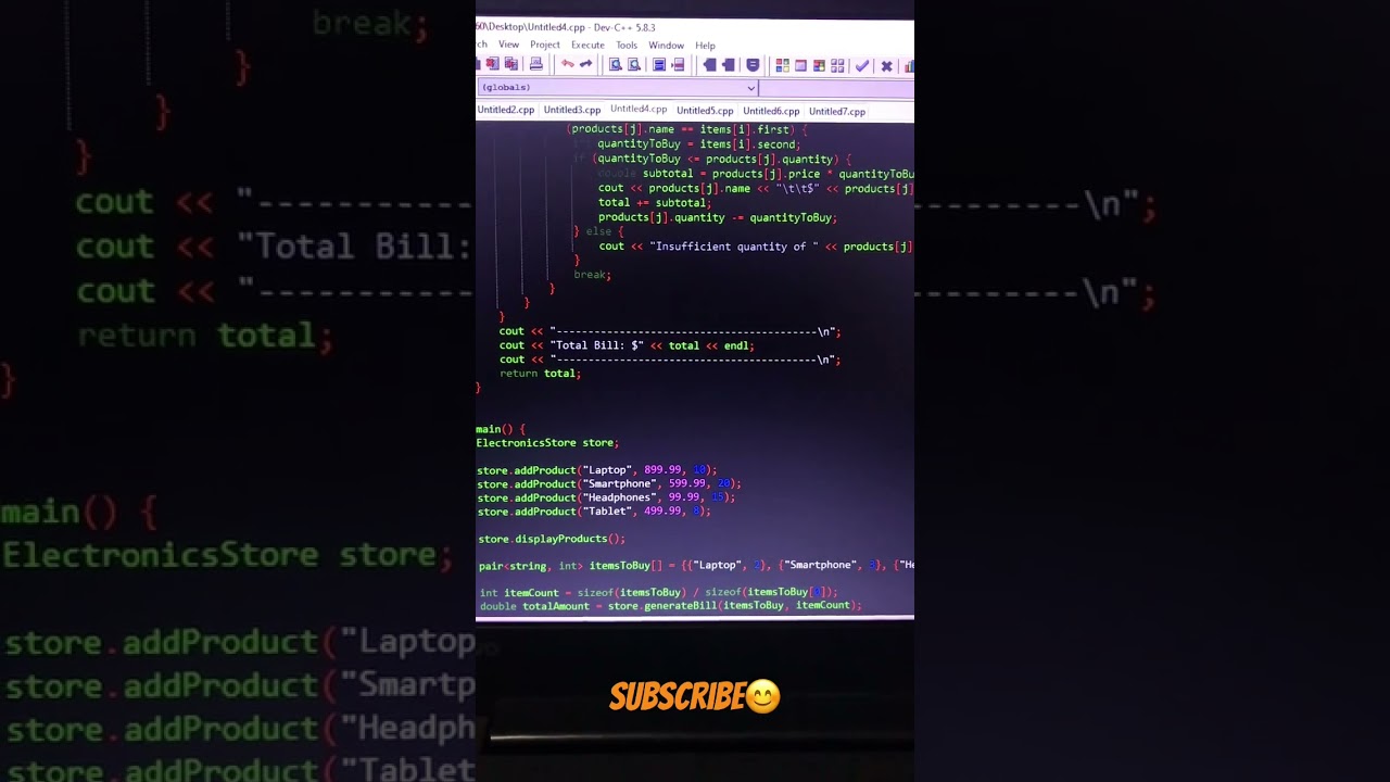 total bill receipt IDE dev c++ #cppprogramming