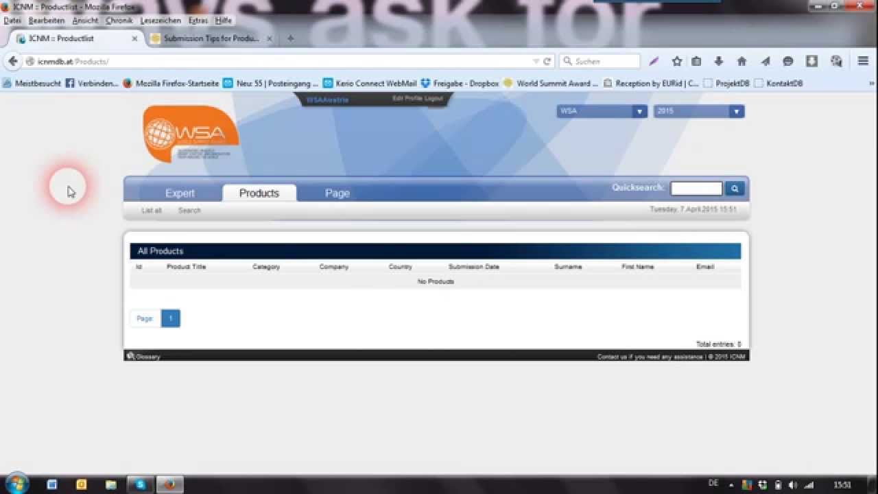 WSA Database Tutorial 2015