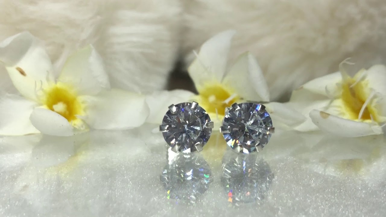 GLAYMOON Aretes de plata diseño diamante circular
