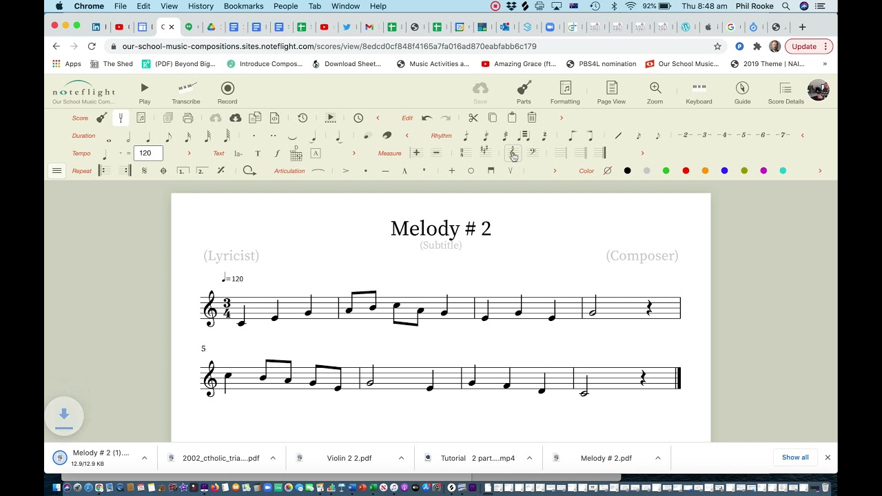 Exporting PDF and MP3 files from Noteflight