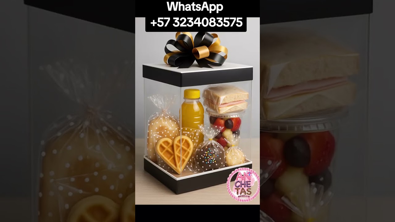 Desayuno economico en caja de acetato  #anchetasmedellin ín #desayunossorpresa