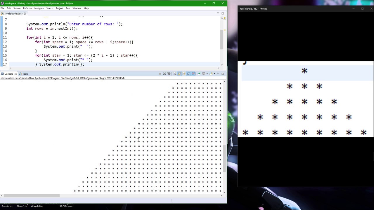 Java Tutorial #13: Patterns, Loops (Triangle/Pyramid) Intermediate