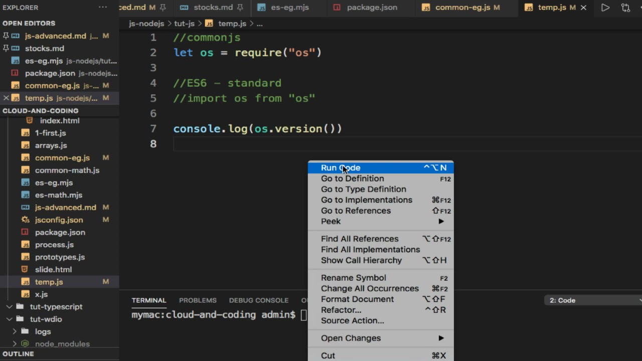 CommonJS and ES6 Modules in Nodejs - built in module os