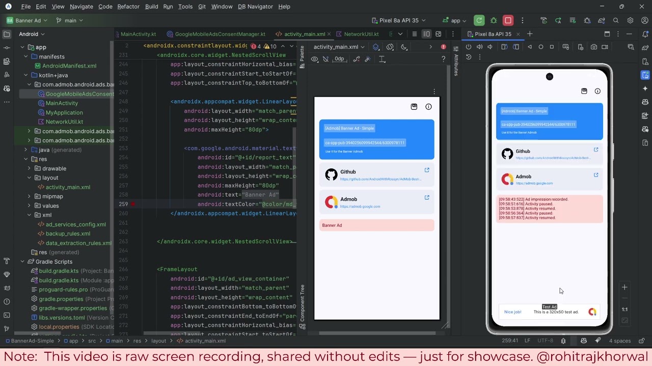 Banner Simple | AdMob Best Practices Android | GitHub Link