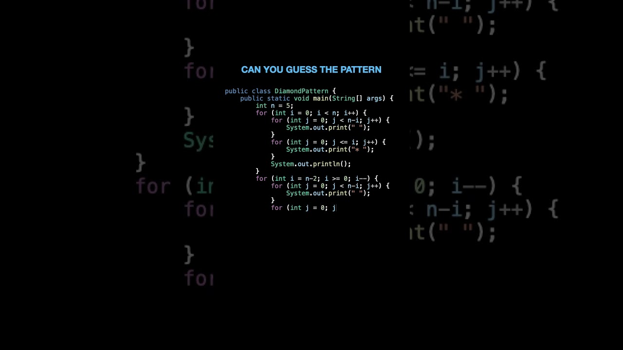 Java Tutorial For Beginners || Printing Diamond Pattern In Java #coding #courses #java