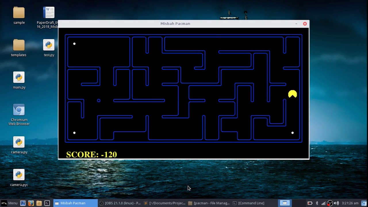 AI Playing Pacman - Depth First Search