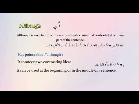 Use of although in an easy way | with Urdu,Hindi and English