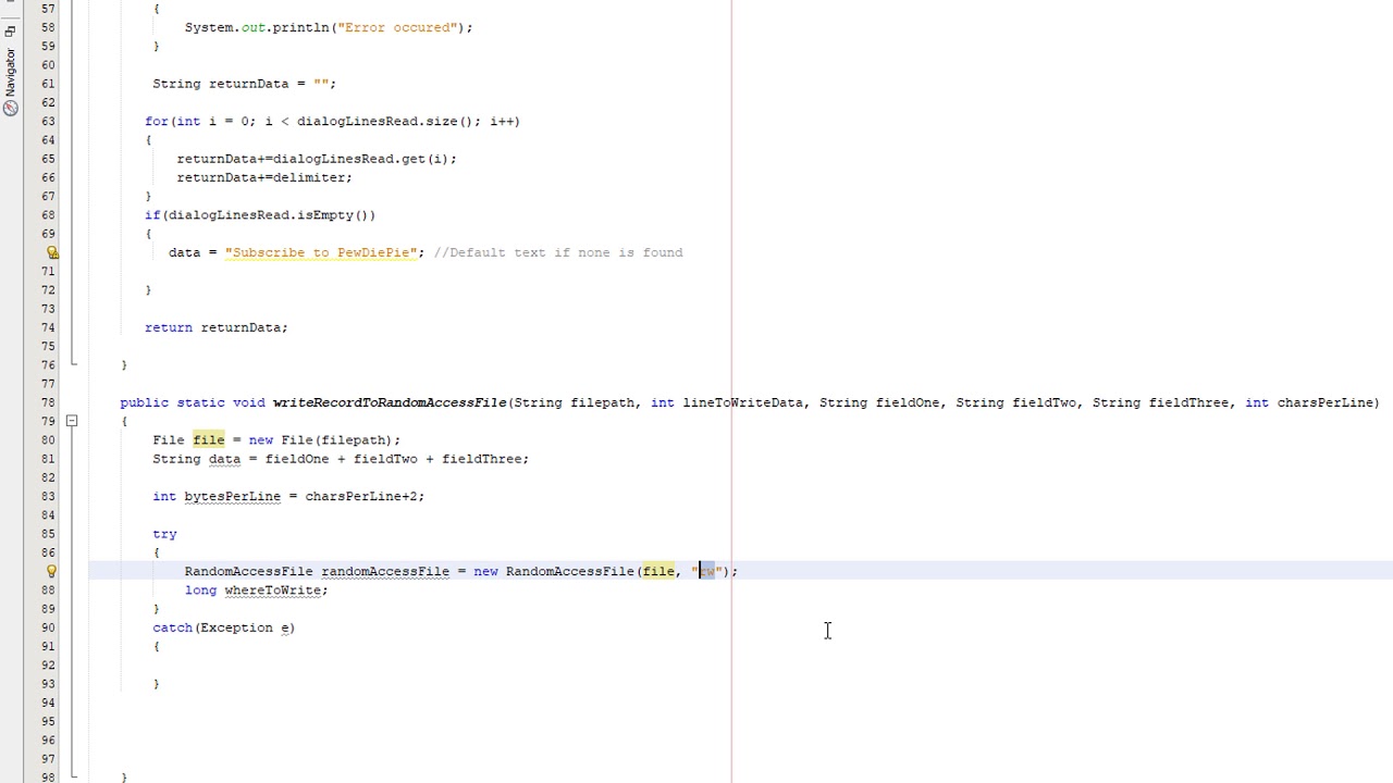 Write a record to a Random Access File using Java
