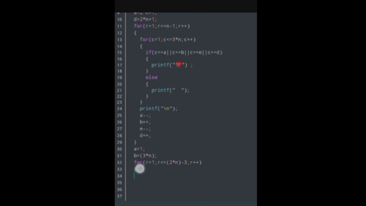 hollow heart pattern in c/android/offline/programming/mobile users/c language
