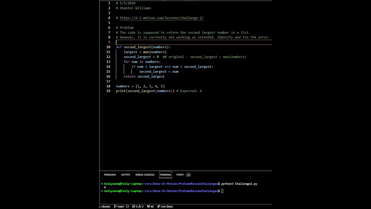 Python Code Review Challenge 1: Fix the Error