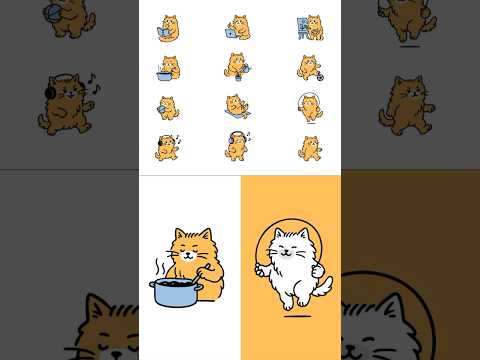 12 Hand-Drawn Cat Illustrations. Cute Vector Cats for UI, Print & Digital Use.