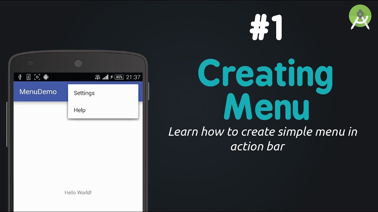Create Menu in ActionBar - Tutorial | Android Studio