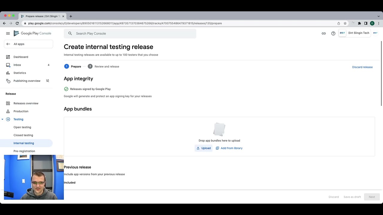 How to upload appbundle to Google Play Console (Internal testing)