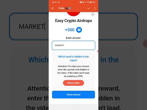 Easy crypto airdrops.cats 11 October code.#airdrop #cat #2024 #october #cats