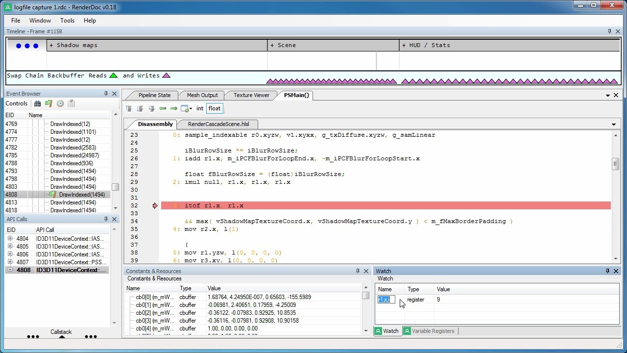 RenderDoc - Debugging vertex and pixel shaders