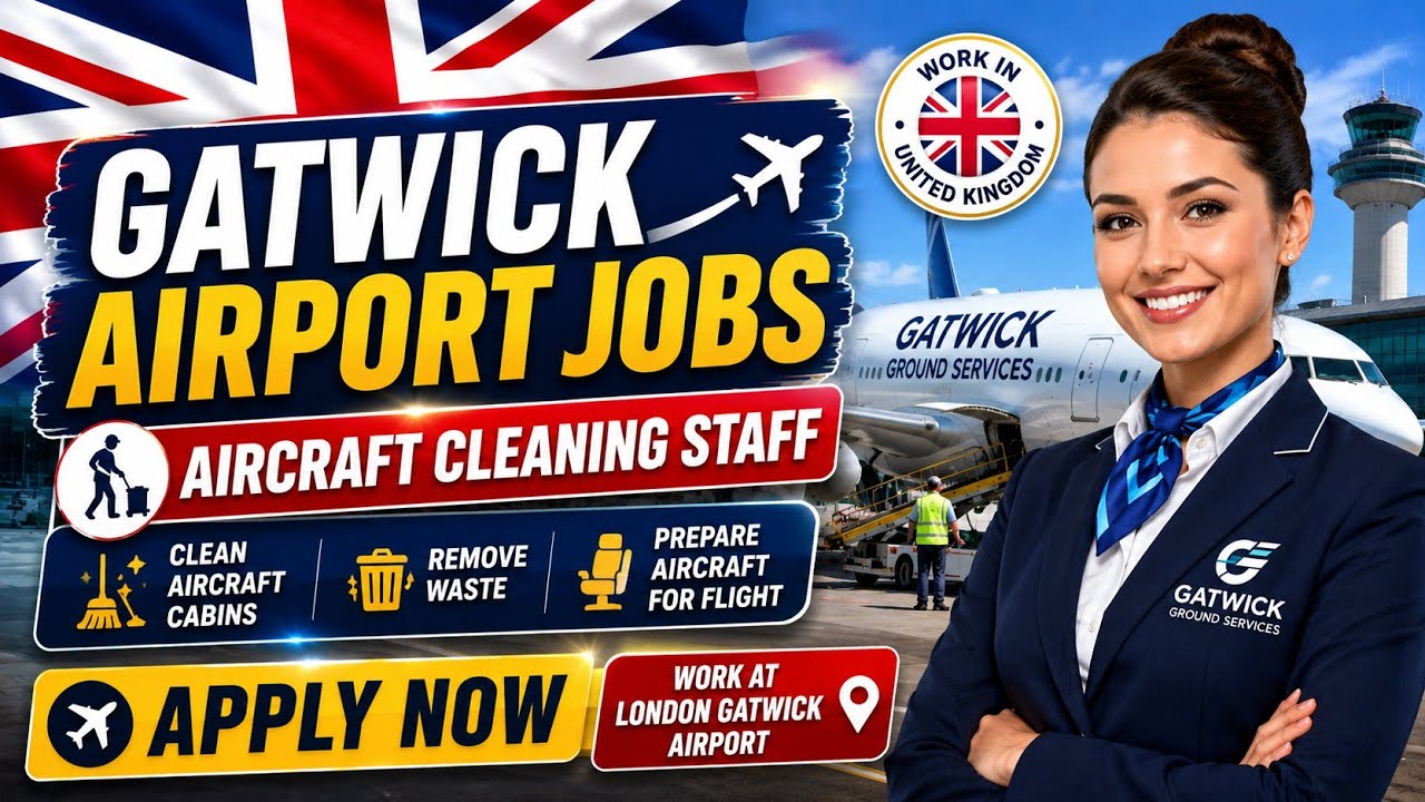 ✈️ Gatwick Ground Services is hiring Aircraft Cleaning Staff at London Gatwick Airport, UK 🇬🇧