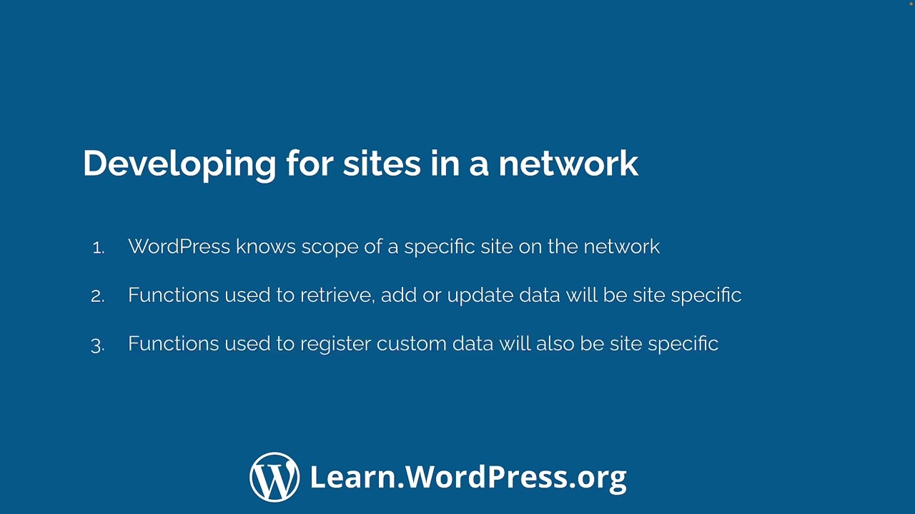 Developing for multisite