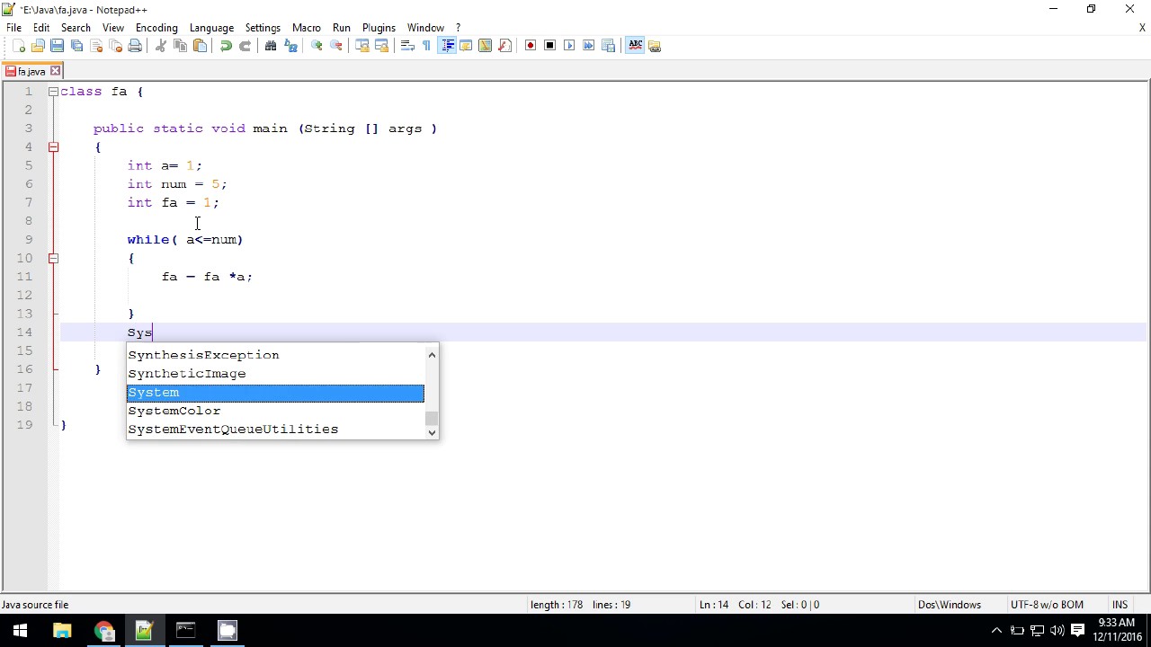Factorial program - Java Programming Tutorial 13