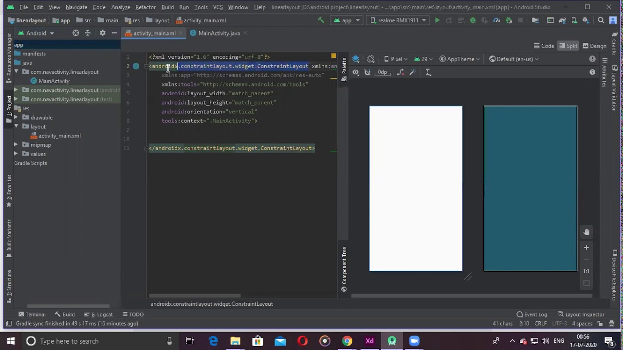 Android tutorial | Linearlayout | Nested viewGroups