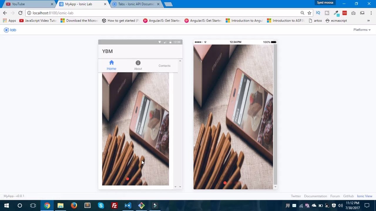 Ionic 3 Tabs and Tabs Placement