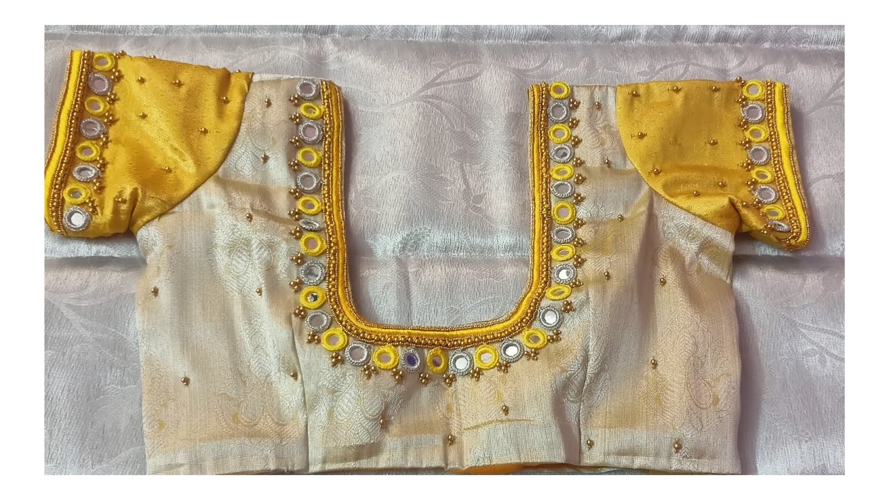 New Designer Simple Mirror Work Blouse Designs on Stitched Blouse ...