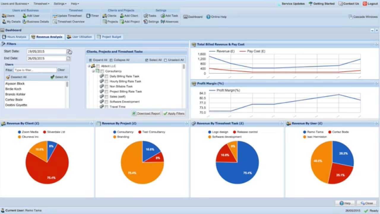 OfficeMA Timesheet - Dashboard