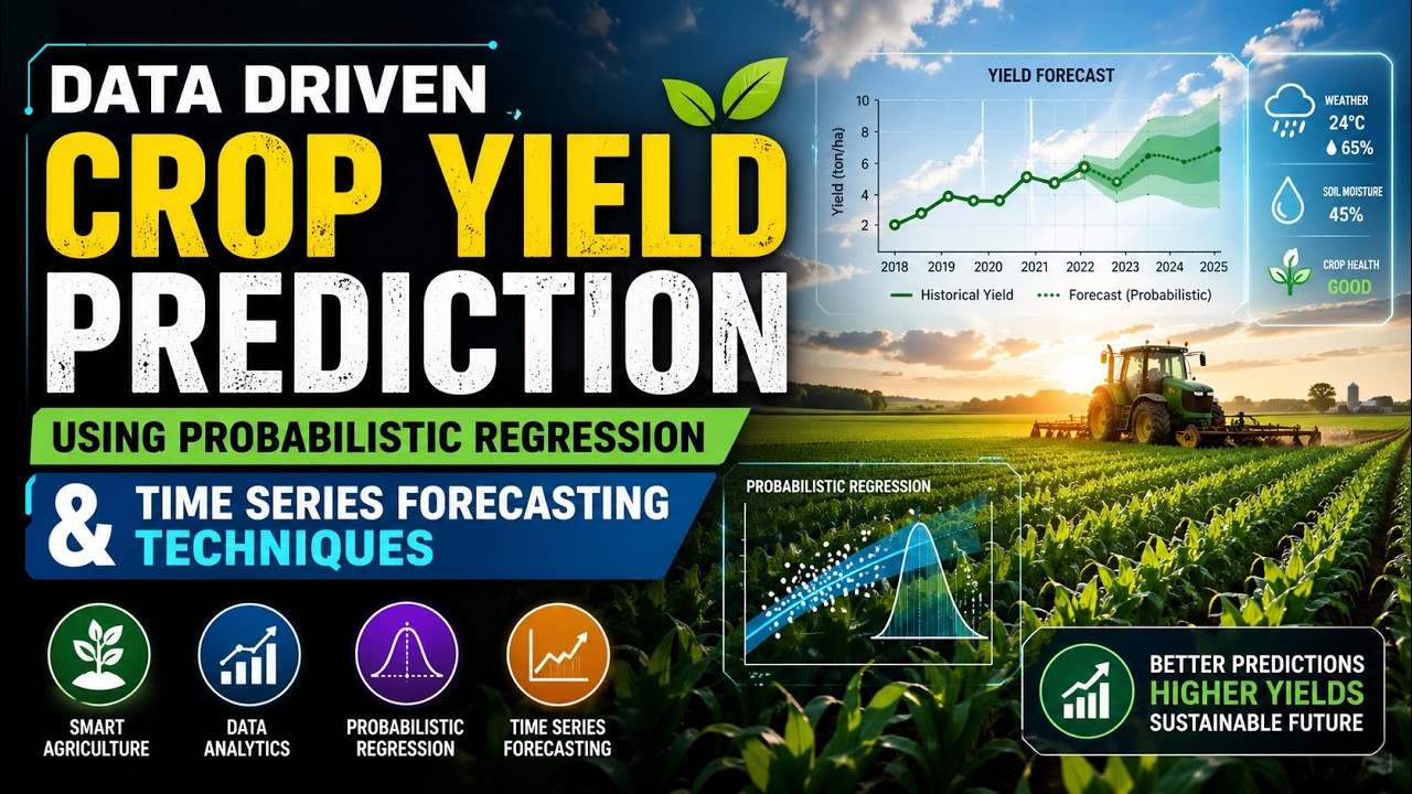Data Driven Crop Yield Prediction Using Probabilistic Regression and Time Series Forecasting Tech