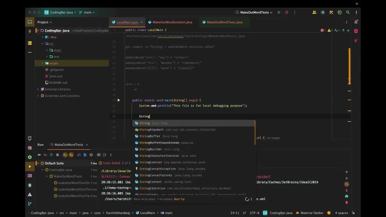 CodingBat Java | String-1 Section | makeOutWord