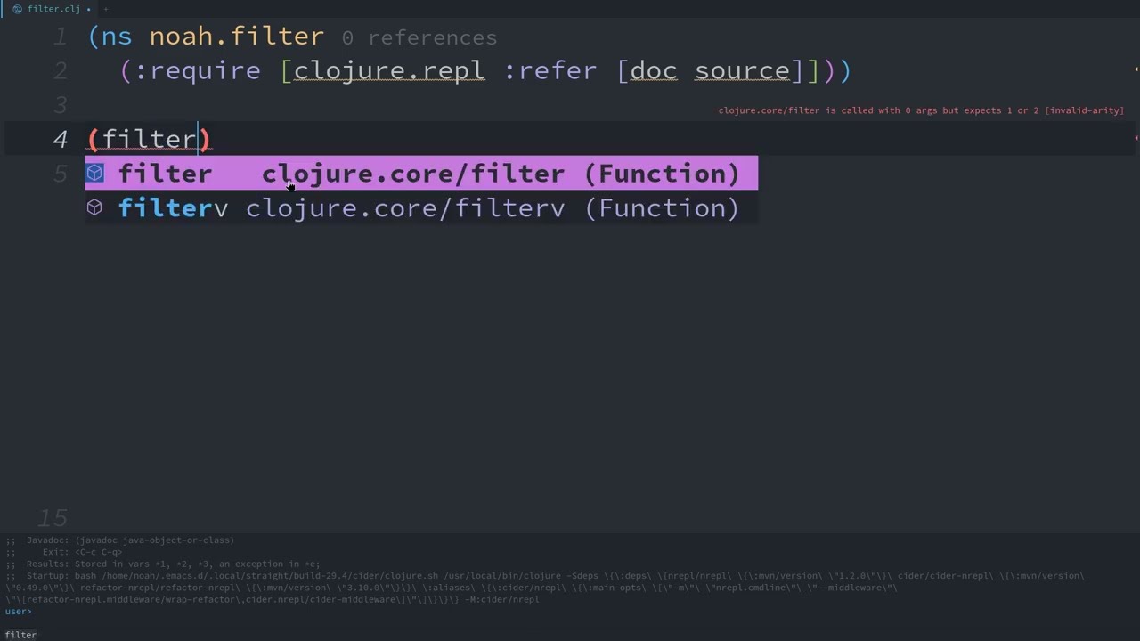 clojure filter function